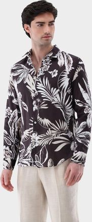 van Laack Leinenhemd mit Palmen Print