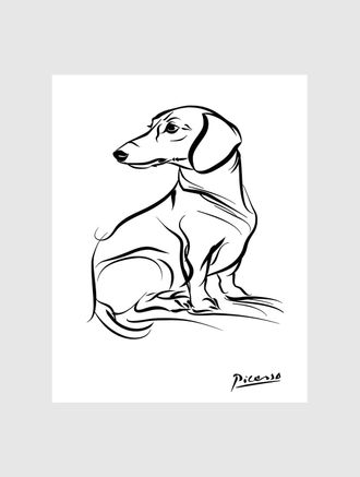 Generic ZYANART Zeichnung von Pablo Picasso Wandkunst, Dekoration, Schwarz-Wei&szlig;, Poster, Drucke, ungerahmt (Gr&ouml;&szlig;e: 29,2 x 41,9 cm, 30 x 42 cm) 4 (Dackel Hund 