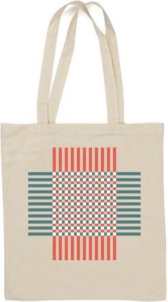 Generic Sac fourre-tout en coton naturel avec rayures croisées bleues et rouges