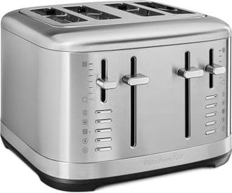 KitchenAid 5KMT4109ESX Toaster f&uuml;r 4 Scheiben, Manuelle Bedienung, 7 Br&auml;unungsstufen, Extrabreite Schlitze (3,2 cm), Ganzmetallgeh&auml;use, Auftau-, Bagel- & Aufw&auml;rm