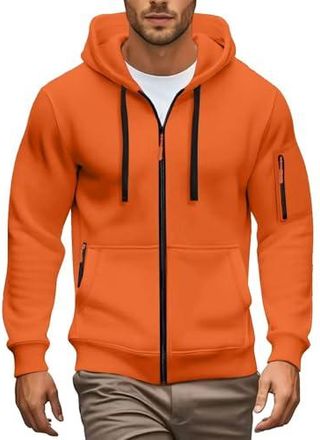 Generic vejtmcc Veste à capuche pour homme avec fermeture éclair, veste dextérieur pour homme avec poche sur le bras, cordon de serrage, poches avant, manches