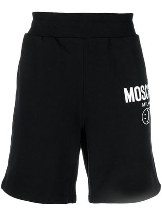 Moschino short en coton biologique &agrave; logo imprim&eacute; - Noir