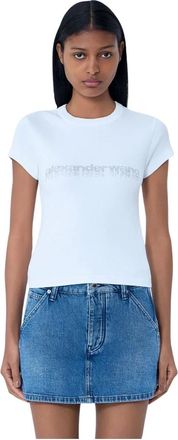 Alexander Wang Femme, Tops, Blanc, Taille: 40 FR T-shirt en jersey de coton avec motif logo