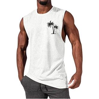 Generico T-shirt pour homme en coton d&eacute;t&eacute; sans manches col rond surdimensionn&eacute; basique tee confortable d&eacute;contract&eacute; sign&eacute; l&eacute;ger d&eacute;bardeur coton blanc doux top r