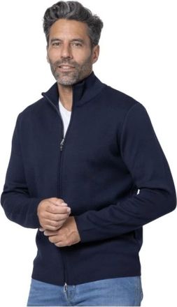 Gran Sasso Homme, Pulls, Bleu, Taille: 3XL Gilet Bleu Marine à Fermeture Éclair