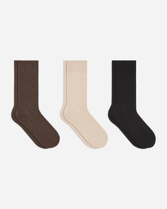 Arket Gerippte Socken Aus Supima-Baumwolle 3er-Pack -Braun