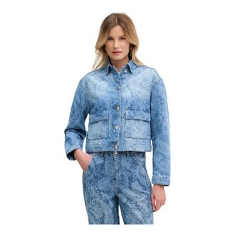 Oui Veste en jean courte Paisley - Femme - Vestes - Bleu - Taille: 48 FR