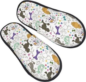 Generic Pantoufles Imprim&eacute; de caniche color&eacute; &eacute;l&eacute;gant Chaussons en Peluche Unisex Respirant Maison Pantoufles Ext&eacute;rieur Hiver L