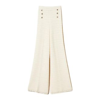 Twinset Femme, Pantalons, Beige, Taille: 38 FR Pantalon Boutonn&eacute; en Crochet