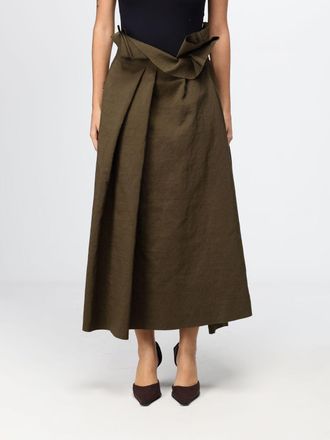 Ter Et Bantine Ter et Bantine Jupe midi ample en cady &agrave; taille haute