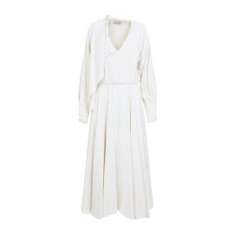 Alberta Ferretti Enver Satin Kleid - - Dresses - Damen - Wei&szlig; - M