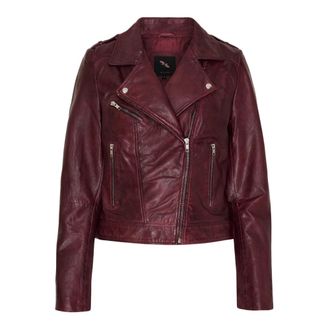 BTF-CPH Klassische Biker-Lederjacke - - Jackets - Damen - Rot - 2XL