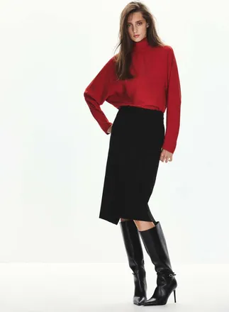 Mango Chemisier droit col montant rouge - Femme - XS - MANGO