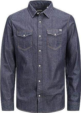 Jack & Jones Jjesheridan T-Shirt L/S Noos, Bleu Jeans fonc&eacute;, L