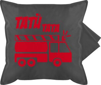 Shirtracer Kissenbezug - Feuerwehr - Kissen - Tatü Tata - 50 x 50 cm - Grau - für feuerwehrgeschenkartikel polster kuschelkissen feuerwehrmann feuerwehrgeschenk 