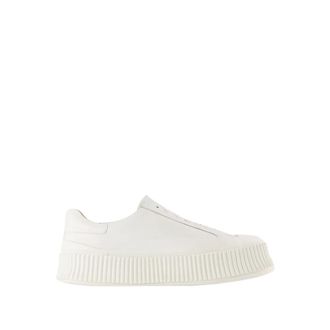 Jil Sander Wei&szlig;e Leder-Sneakers - Runde Spitze - - Shoes - Damen - Wei&szlig; - 39 EU
