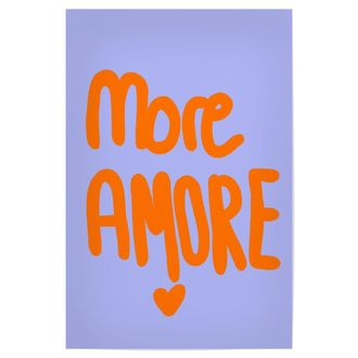 artboxONE Poster 60x40 cm Typografie More Amore lila hochwertiger Design Kunstdruck - Bild amore bunt lila