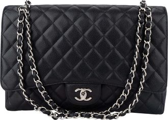 Chanel Crossbody Bags - Chanel Quilted Caviar Leather Palladium Maxi Doubl - Gr. unisize - in Bunt - f&uuml;r Damen