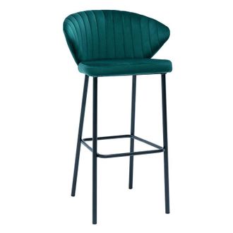 Miliboo Design-Barhocker Samt Petrolblau 78 cm dally