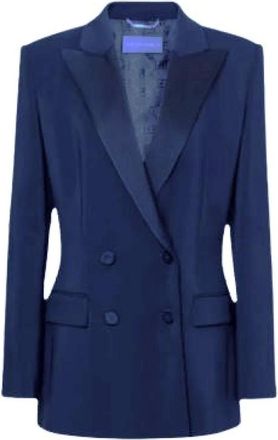 Alberta Ferretti Femme, Vestes, Bleu, Taille: 40 FR Enver Satin Jacket