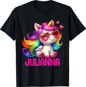 BDAZ Julianna personalisierter Name, buntes Einhorn f&uuml;r Damen und M&auml;dchen T-Shirt