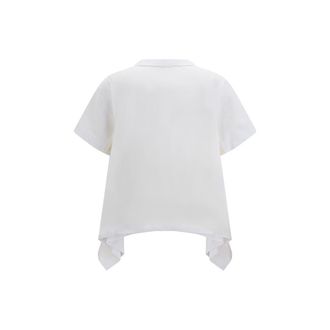 sacai Womens White Cotton T-Shirt