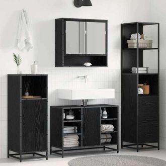 vidaXL Ensemble de mobilier de salle de bain avec tiroir Ch&ecirc;ne noir vidaXL