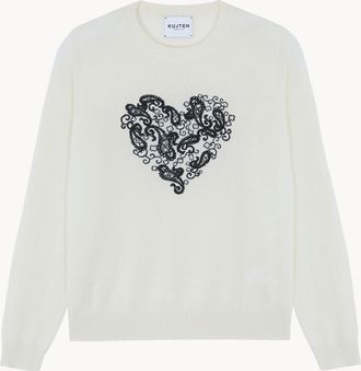 Kujten Pull cachemire brod&eacute; bandana en coeur - Pull Bandamour