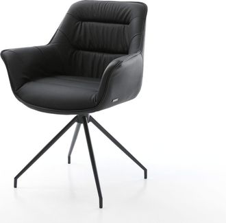 DELIFE Esszimmerstuhl Kaira-Flex Echt-Leder Schwarz Kreuzgestell konisch Schwarz, Esszimmerstühle