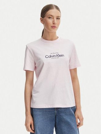 Calvin Klein Jeans T-Shirt NYC Logo LV047F810G Rosa Classic Fit