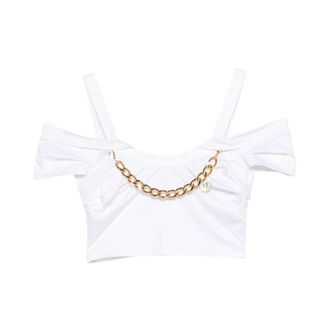 Elisabetta Franchi Femme, Tops, Blanc, Taille: 42 FR Top Sans Manches