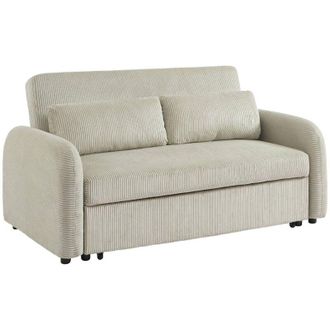 Sweeek 2-Sitzer Schlafsofa mit Cordbezug, Cord, Hellgrau