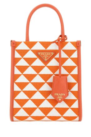 Prada Quilted Geometric Jacquard Top Handle Bag - Orange