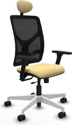 Piqueras y Crespo 24-Stunden-Stuhl, mit 3D-Armen, h&ouml;henverstellbarer Lendenwirbelst&uuml;tze und festem Kopfteil, ausgestattet mit Syncro/Traslack und Schneideschaum, Schwar