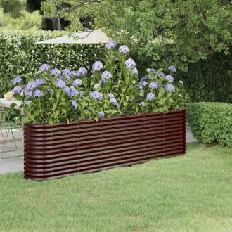 vidaXL Lit sur&eacute;lev&eacute; de jardin Acier enduit de poudre marron