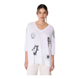 Notshy Joyce V-Ausschnitt Langarm Leinenbluse - - Knitwear - Damen - Wei&szlig; - S