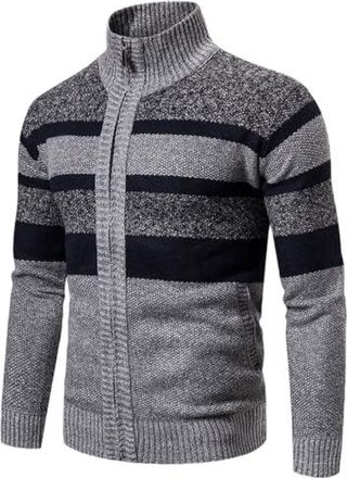 Generic Pull Ray&eacute; en Tricot De Couleur Unie pour Hommes Pull D&eacute;contract&eacute; pour Hommes Light Gray XL