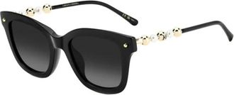 Carolina Herrera Lunettes de soleil carr&eacute;es moyennes orn&eacute;es de perles - Femme - Accessoires - Noir - Taille: 51 MM