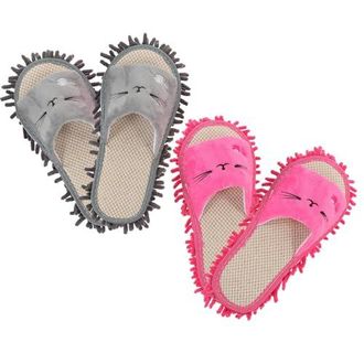 Holibanna Yardenfun Pantoufles &agrave; Serpilli&egrave;re pour Femmes 2 Paires Taille Moyenne 26 CM Gris Poisson et Rose Fuchsia Semelle Absorbante en Microfibre Chaussures 