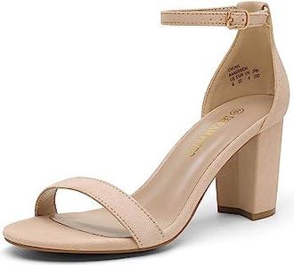 Dream Pairs Sandales Femme &Eacute;t&eacute; Confortable &agrave; Talon Bas et Bout Ouvert avec Bride R&eacute;glable,Size 44,Nue/Daim,CHUNK