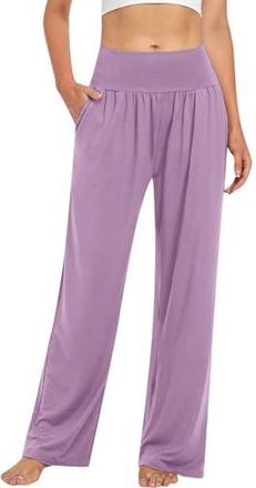 Generic Pantalon de jogging d&eacute;contract&eacute; et ample pour femme avec jambes larges, pantalon de yoga confortable, pantalon de sport taille haute avec leggings pai