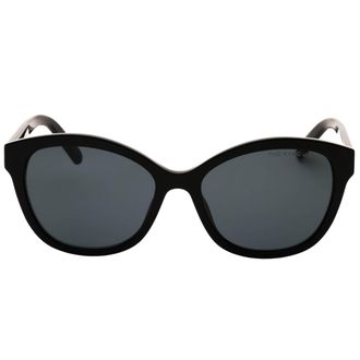 Marc Jacobs Sonnenbrille mit grauen Gläsern und goldenem Logo in Schwarz