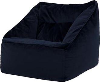 Icon Brand Natalia Sitzsack Sessel für Erwachsene, Dunkelblau, Flauschiger Samtstoff, Riesen Sitzsack Samt mit Füllung, Bean Bag Chair, Bequemer Sessel Wohnzimme
