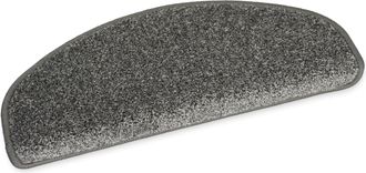 YPSILON Hochwertige Stufenmatten Velours Madrid halbrund 50x20cm (grau)