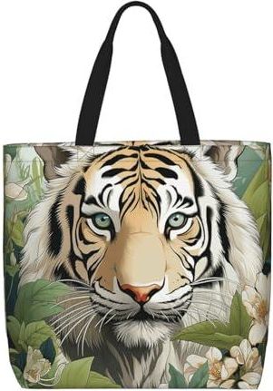 Generic Fleur Et Tigre Sac &Agrave; Bandouli&egrave;re L&eacute;ger Tote Bag Pliable Sac A Main Femmes Pour Travail Gym Plage