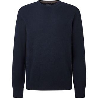 Hackett Herren Merino Cash Mix Crew Pullover, Blue (Navy), L
