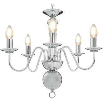 vidaXL Kronleuchter Silbern 5&times;E14-Gl&uuml;hbirnen Vidaxl