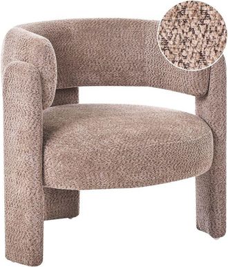 Beliani Fauteuil Scandinave Moderne en Tissu Chenille Rembourr&eacute; Dossier Incurv&eacute; Assise Confortable Taupe Burea