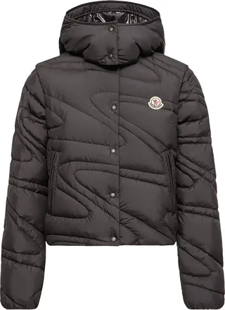 Moncler Moncler Doudoune Courte 2-en-1 &Agrave; Capuche Leona, Femme, Noir, Taille: 00