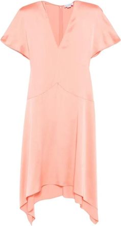 Stella McCartney Femme, Robes, Orange, Taille: 38 FR Satin V-Neck Asymmetric Midi Dress